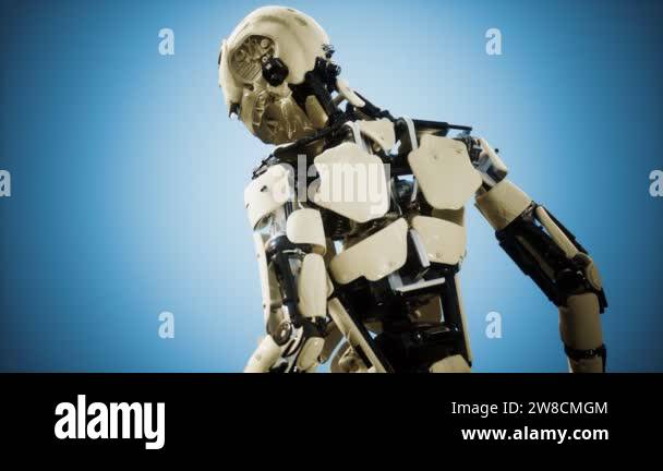sci-fi robot woman animation in the digital world of the future Stock ...