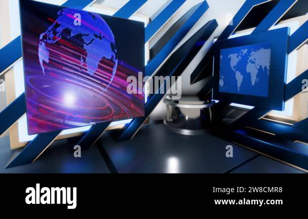 News TV Studio Set - Virtual Green Screen Background Loop motion ...