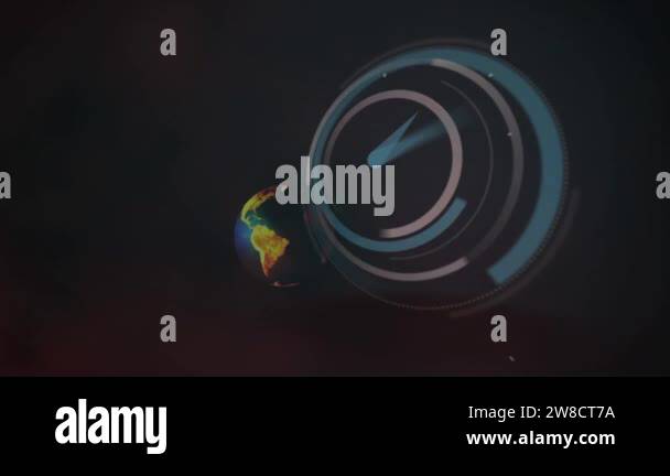 Animation of planet earth, solar system and space over clock ticking ...