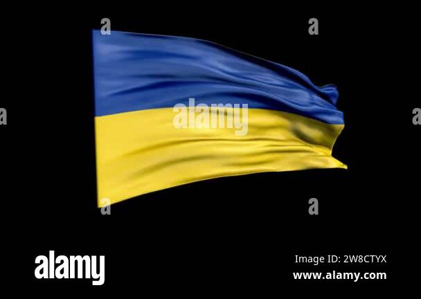 Realistic Ukraine flag is waving 3D animation. National flag of Ukraine ...