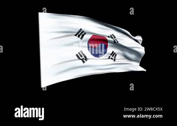 Realistic South Korea flag is waving 3D animation. National flag of ...