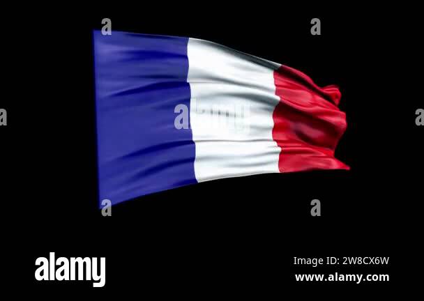 Realistic France flag is waving 3D animation. National flag of France ...