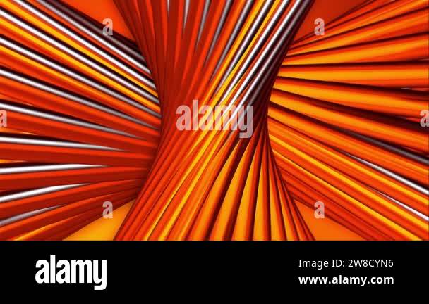 Lines twist into spiral. Motion. 3D lines rotate in vertical spiral ...