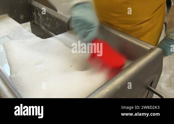 Disassembly and cleaning detergents and disinfectants parts of meat ...