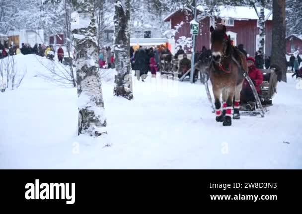Umea, Sweden - December 05, 2021 Horse riding for Santa fairytale by ...
