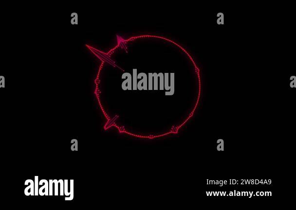 Abstract red audio ring equalizer on a black background. Audio spectrum ...
