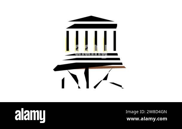 acropolis ancient greece architecture building color icon animation ...