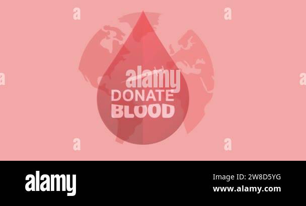 Animation of donate blood text, with syringe in red droplet logo over ...