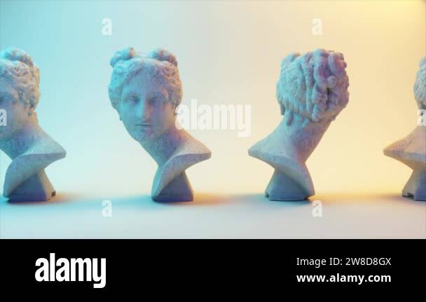 Ancient Roman white marble rotating statue of Venus on a light ...