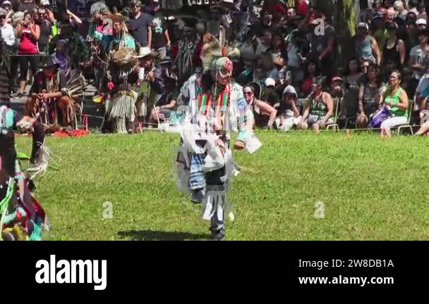 Native American young man with participating at a dance contest at ...