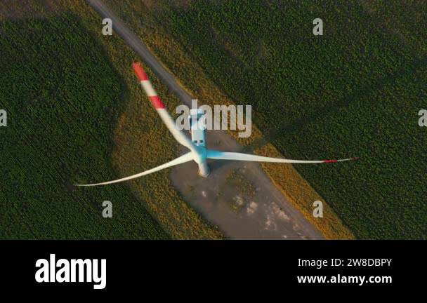 Wind turbine rotate, environment friendly concept. view top, renewable ...