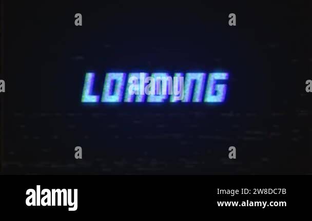 LOADING retro VHS TV screen with glitch effect. Looped glitch animation of retro VHS video game ...