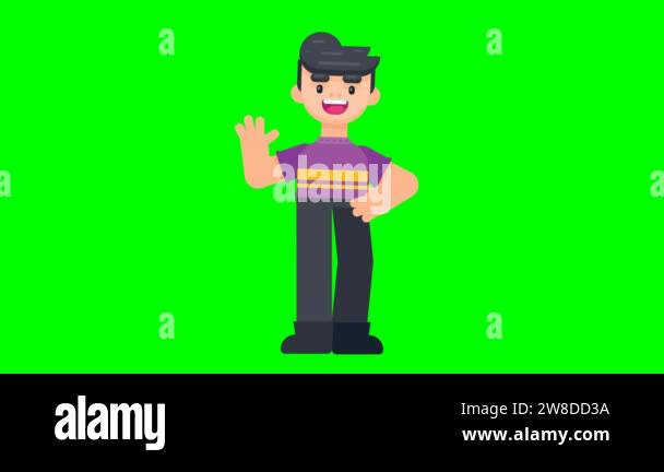 Standing boy nodding his head in yes and no with talking. Flat style ...