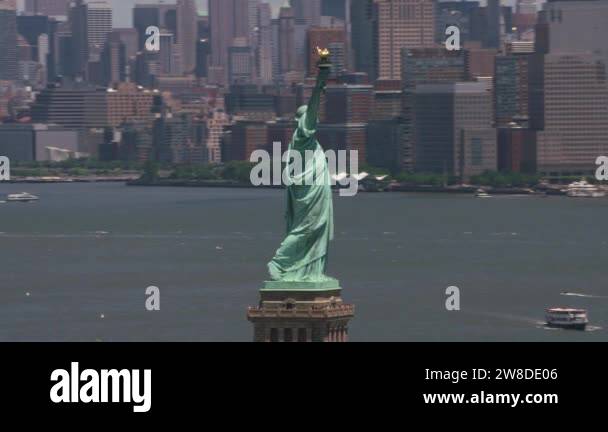 New York City, New York circa-2017, Daytime aerial view of Statue of ...