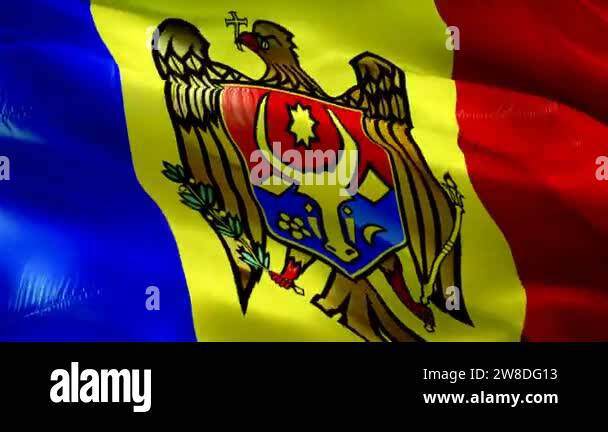 Moldovan flag Closeup 1080p Full HD 1920X1080 footage video waving in ...
