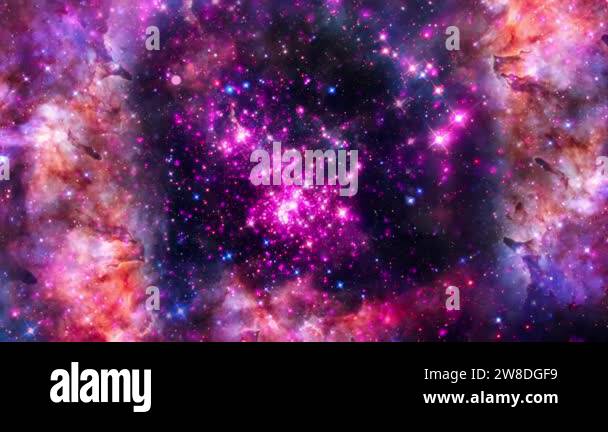 Space travel glow Pink Purple nebula milky way cloud in deep space. 4K ...