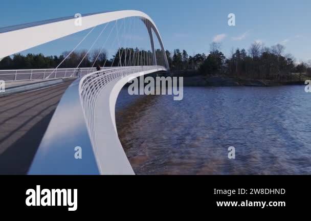 Helsinki, Finland - November 8, 2021: The modern pedestrian bridge ...