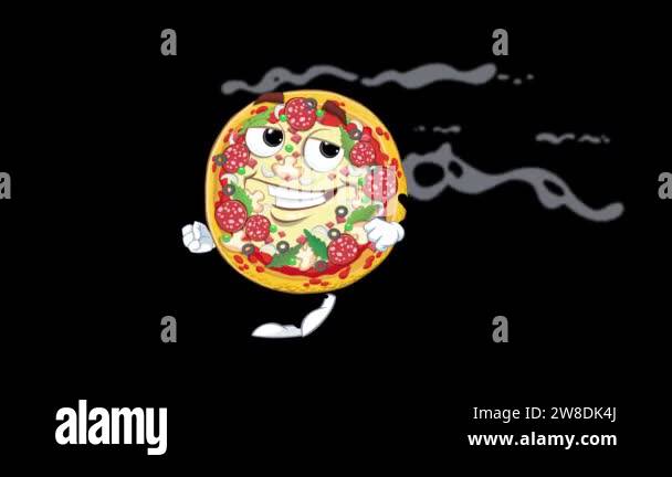 Hot Pizza Character Walk. Cartoon loop animation of a walking smiling ...