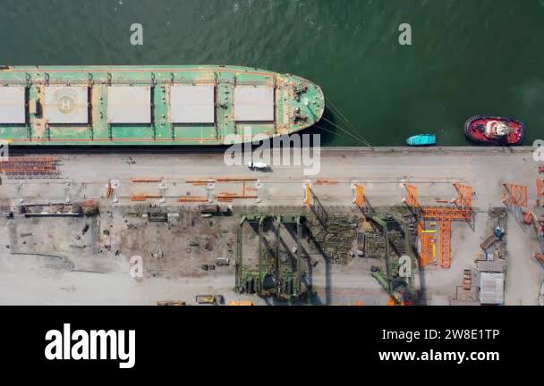 Aerial View Of Freighter Ship In Dock Station At Santos Port Container Ship Porto De Santos