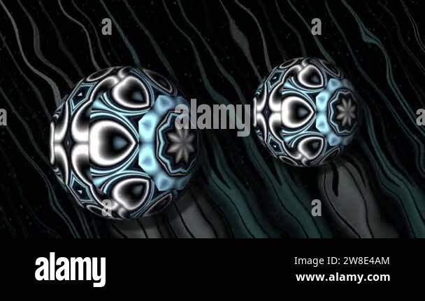 Christmas decorations, ornamented balls, rotate around their axis and are at different distances ...