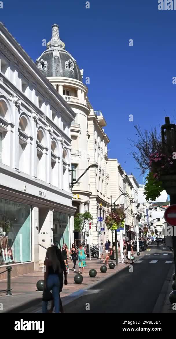CANNES, FRANCE - AUGUST 31, 2021: Streetscape of the town. Street with ...
