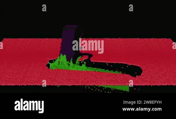 Animation of one handed handgun made of moving particles and LED VHS ...