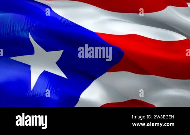 Puerto Rico flag Motion Loop video waving in wind. Realistic Puerto Rico Flag background. Puerto ...