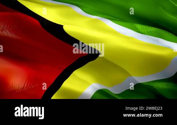 Guyana waving flag. National 3d Guyanese flag waving. Sign of Guyana seamless loop animation ...