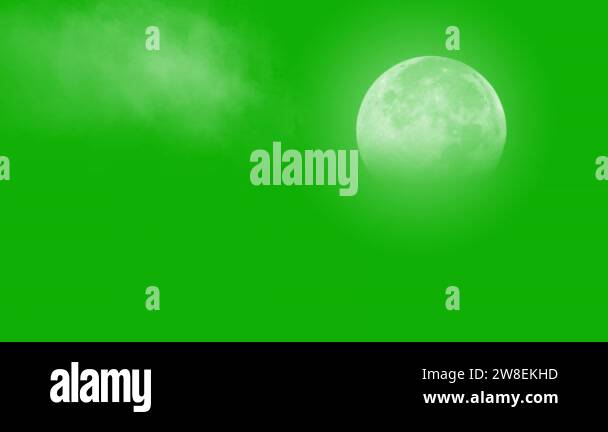 Moon light and fog motion graphics with green screen background Stock ...