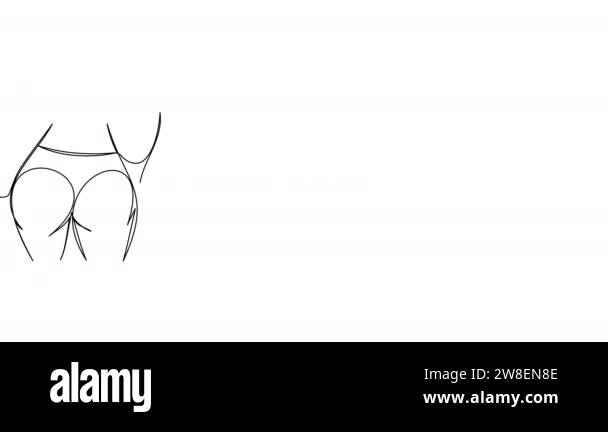 Women standing from the back drawn by one line on a white background ...