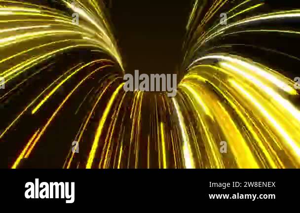 abstract speed light tunnel background light rays diagonal motion lines. Abstract bright golden ...