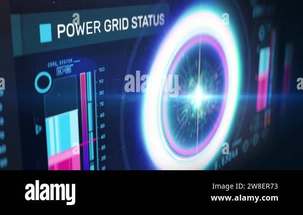 Power grid status, futuristic energy meter with digital screen ...