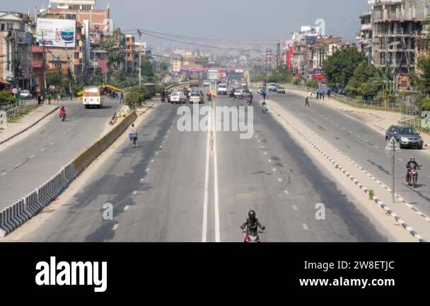 Kathmandu, Nepal - November 2, 2021: Traffic patterns at an ...
