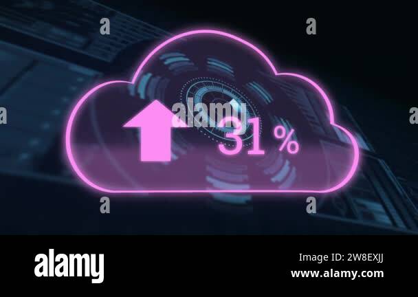 Animation of cloud with growing number over dna strand and scope scanning. global connections ...