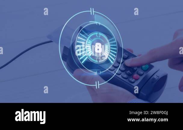 Animation of scope scanning with countdown over payment terminal ...