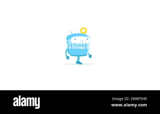 Robot courier delivery. Walk animation. Map pin. Cartoon character ...