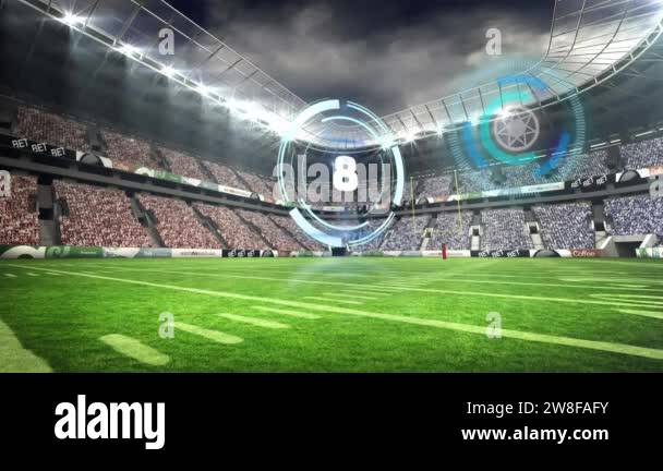 Animation of scanner with countdown processing over grass pitch at ...