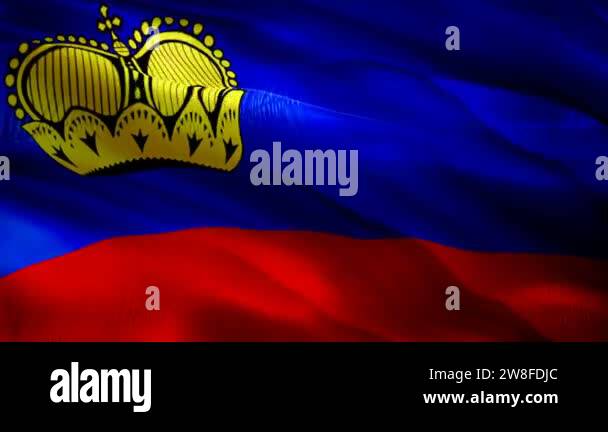 Liechtenstein flag Motion Loop video waving in wind. Realistic ...
