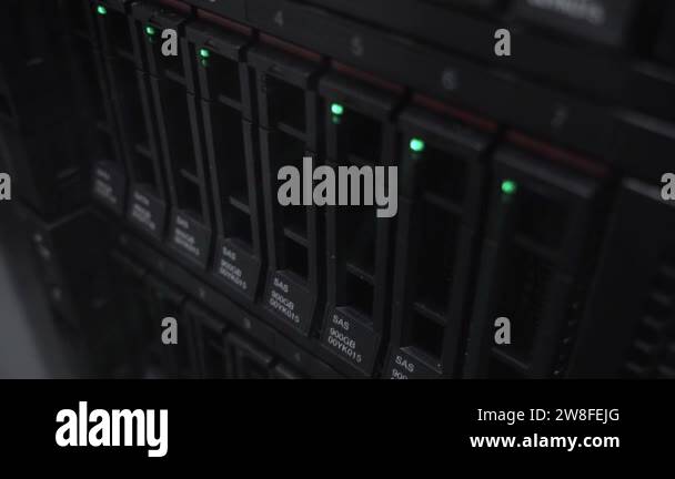 SATA HDD Server Rack. Huge data center. Close up. Concept 3.0 Stock ...