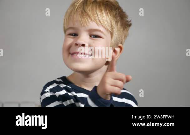 Pointing Index Finger Denying No Gesture. Happy Child Emotions ...