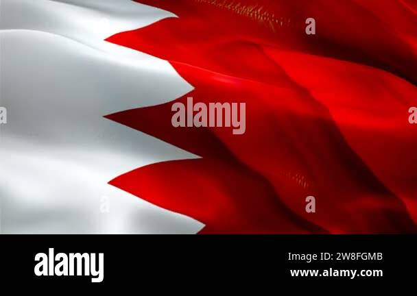 Bahrain flag Closeup 1080p Full HD 1920X1080 footage video waving in ...