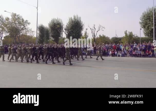 Thessaloniki, Greece Oxi Day Greek Army personnel parade. Hellenic ...
