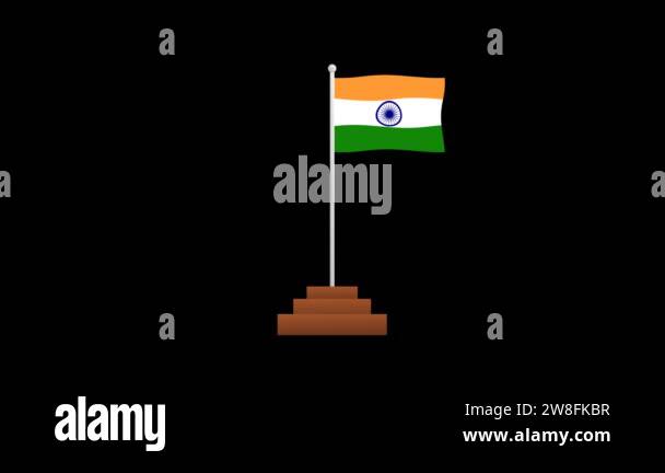 Seamless waving indian flag isolated on black screen. Concept for ...