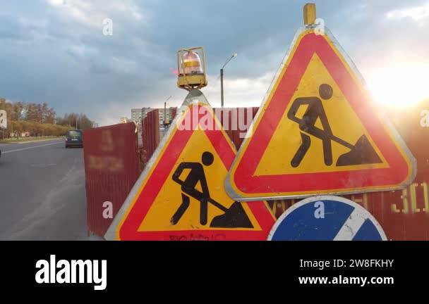 Triangular warning road signs Stock Videos & Footage - HD and 4K Video ...
