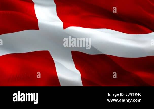Danish flag waving in wind video footage Full HD. Realistic Danish Flag ...