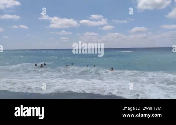 People swimming in Cava of Island beach in Ischia Island Stock Video ...