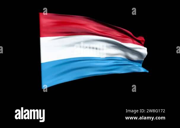 Realistic Luxembourg flag is waving 3D animation. National flag of Luxembourg. 4K Luxembourg ...