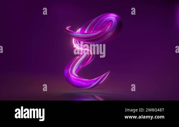 Collection Living Alphabet. Unique twisted letters. Purple pink color ...