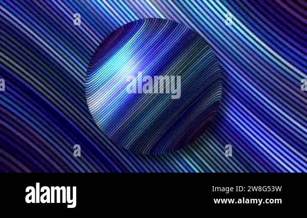 Animation with striped ball and flickering lines. Motion. Beautiful ...