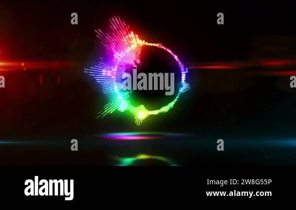 Audio spectrum voice neon sign concept, radio sound wave and disco ...